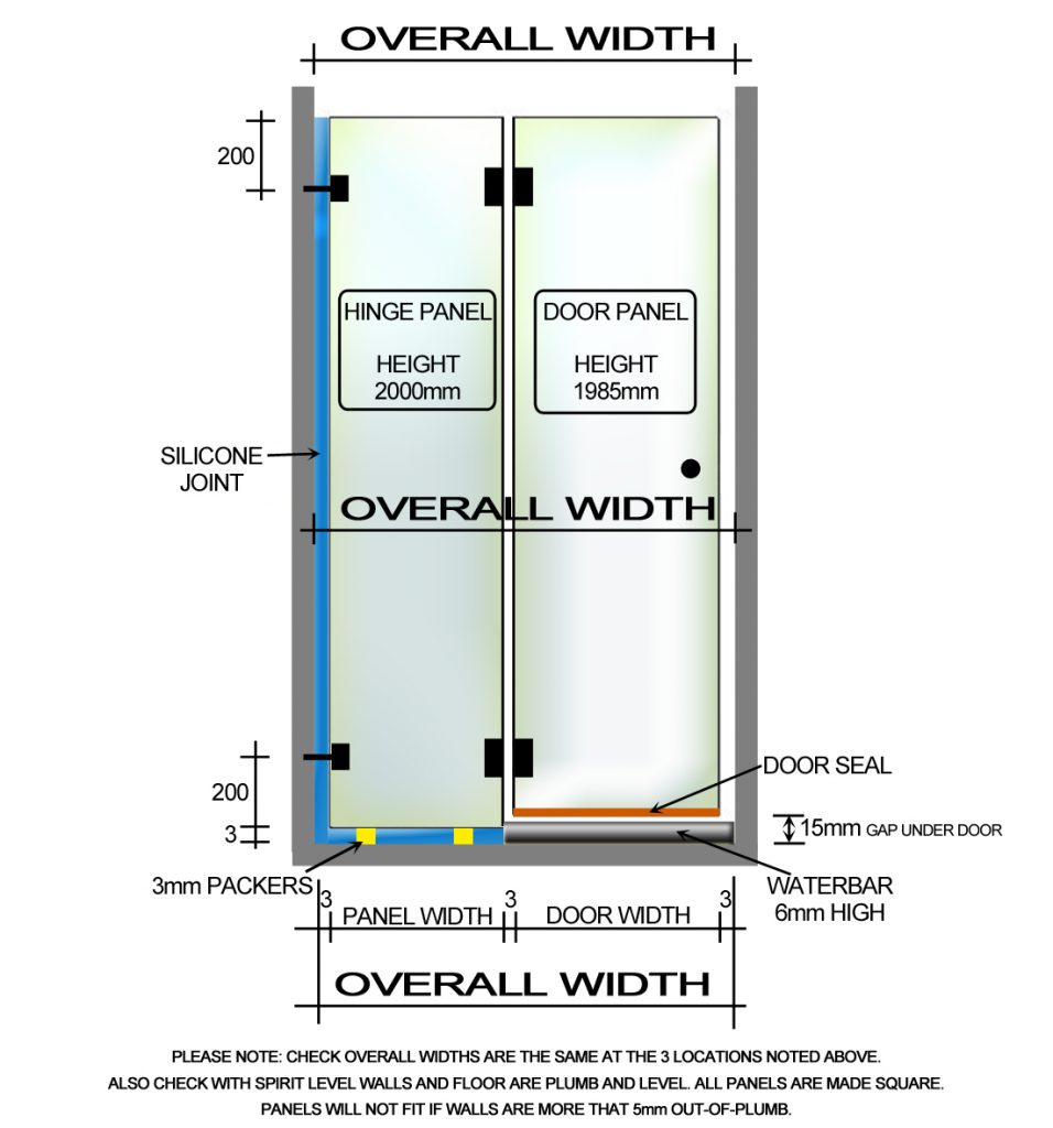 2 x Panel Inline Screen – Hinge Panel + Door